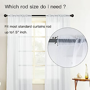 Tony's collection White Sheer Curtains 63 Inch, Rod Pocket Voile Drapes for Living Room, Bedroom, Window Treatments Curtain Panels for Yard, Patio, Villa, Parlor(34x63 Inch, White,2 Panels)