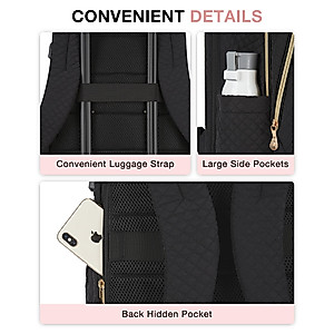 BAGSMART Laptop Backpack for Women Travel Backpack 15.6 Inch Computer Back Pack with USB Charging Port School Bookbag for College Work Business, Black