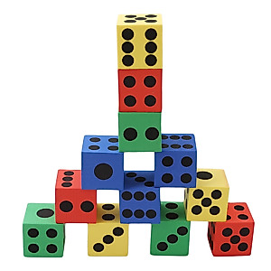 Qidiwin EVA Foam Dices, Colorful Dot Foam Dice for Kids, Building Toys,Educational Toys, Party Supplies, 6 Colors, 24 Pcs