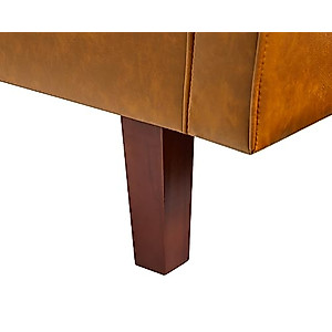 Eafurn 74.41" Faxu Leather Upholstered Futon Bed, Deep Button Tufted Convertible Folding Sleeper Solid Wood Legs, 3 Seater Comfy Soft Sofa & Couches for Living Room Office, Brown PU