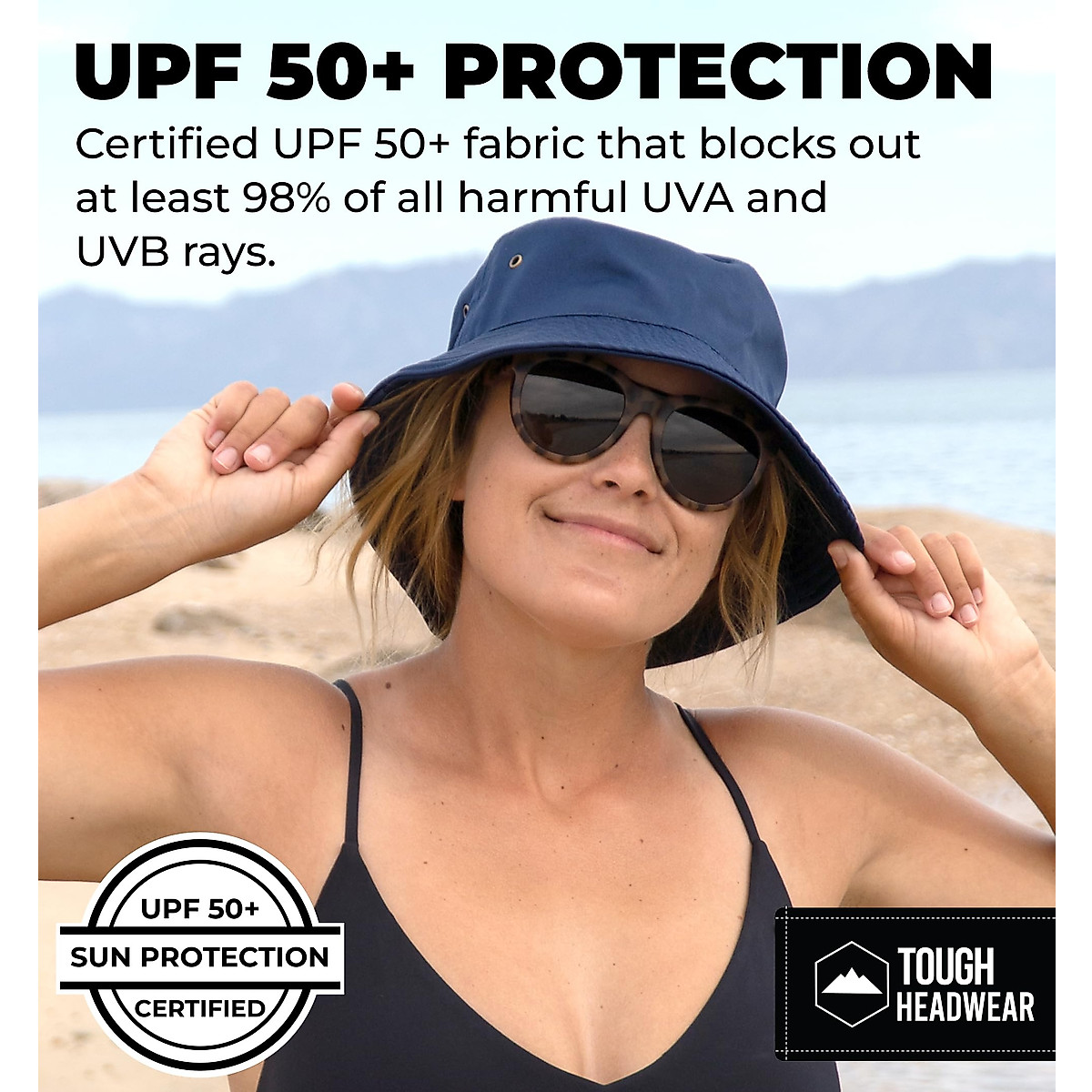 Tough Headwear Summer Bucket Hat - Fisherman Hat - Beach Bucket Hats, Men & Women for Protection White