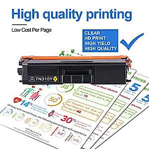 (1-Pack, Yellow) TN310Y Toner Compatible TN-310Y Ink Cartridge Replacement for Brother TN310 MFC-9970CDW 9650CDW 9640CDN HL-4570CDWT 4150CDN 4570CDW 4140CW Printer-Sold by DIOUSAINK.