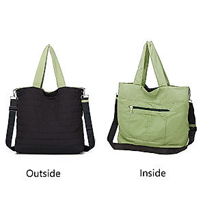 Hsitandy Tote Bag for Women, Crossbody Bags Purses for Women Crossbody Bag Quilted Tote Shoulder Bag Fashion Travel Handbag with Zipper Large Black/Viridity