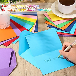 Yeaqee 200 Pack Blank Cards with Envelopes and Stickers Thank You Note Cards Self Adhesive Envelopes Blank Greeting Cards Small Envelopes Stationary Set Card Making(Rainbow Colors)