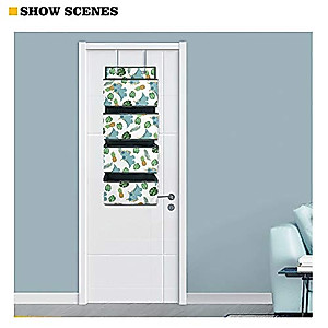 Forchrinse Purple Blue Mermaid Scale Over The Door Hanging Wall Organizer Wall Mount Hanging Organizer Hanging Shelves, 4 Larger Pockets