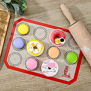 Non Stick Silicone Baking Mat Quarter Sheet Macaron - 8.2"x11.6",Set of 2 Toaster Oven Liners For Pizza/Cookie and Bread Making, Red,By Folksy Super Kitchen (Red)