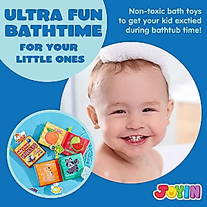 JOYIN 12 Pcs Bath Books, Nontoxic Fabric Soft Crinkly Cloth Books, Waterproof, Bathtub Pool and Early Education First Toys for Infant Newborn Baby Toddlers Kids Birthday Gifts