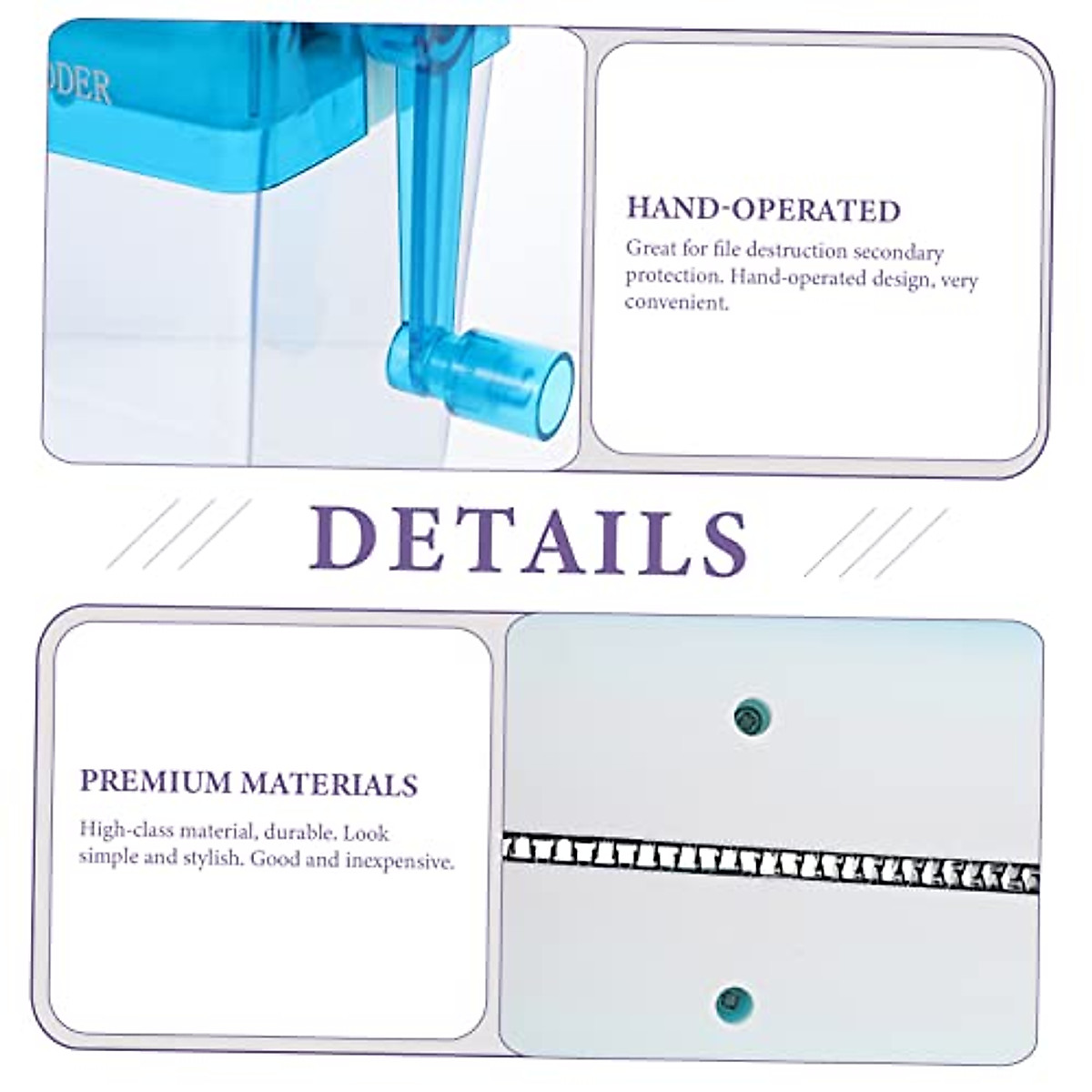 WATIIFUFU File Shredder Document Shredder Desktop Hand Shredder Paper Strip Cutter Paper shredders Cardboard Shredder Mini Desktop Shredder Small abs Office Household Products Hand Crank