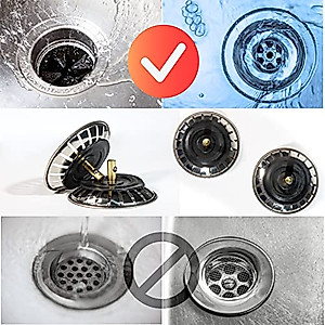2 Pcs Kitchen Sink Strainer, Stopper Combo Basket Replacement for Standard 3-1/2 inch Drain, Stainless Steel Body with Plastic Knob, Rubber Stopper Bottom