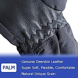 SKYDEER Waterproof Cold Weather Work Gloves with Premium Genuine Deerskin Leather and 150G 3M Thinsulate Insulation (SD8659T/M)