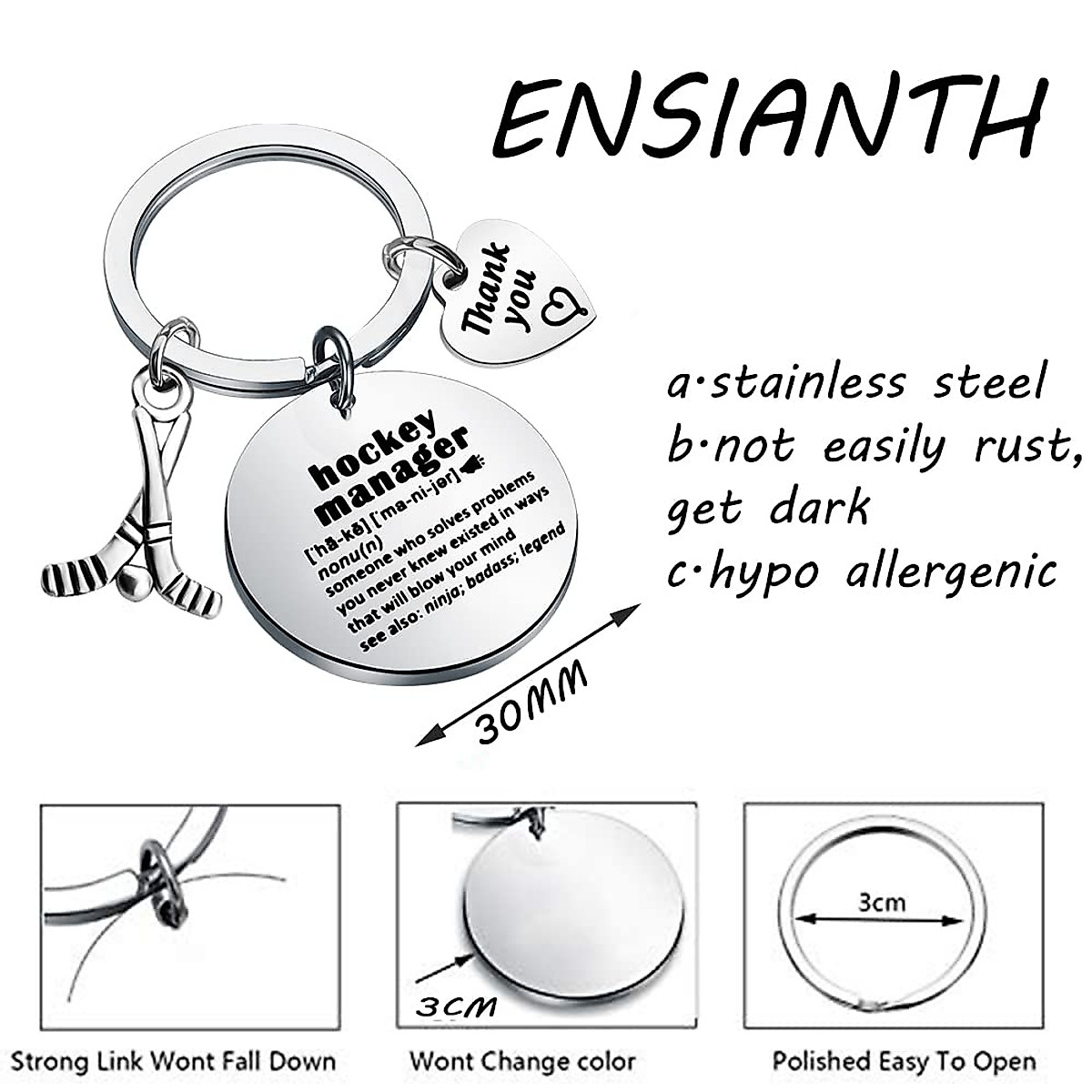 ENSIANTH Hockey Manager Gift Appreciation Gift Hockey Team Gift Hockey Players Gift Field Hockey Coach Keychain (Hockey manager key)
