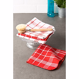 DII Waffle Weave Kitchen Collection, 100% Cotton, Dishcloth Set, Red 12 Piece
