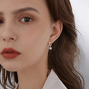 WTYIM 18K White Gold Moissanite Huggie Hoop Earrings for Women 925 Sterling Silver Moissanite Hoop Dangle Earrings Sunflower Simulated Diamond Moissanite Earrings