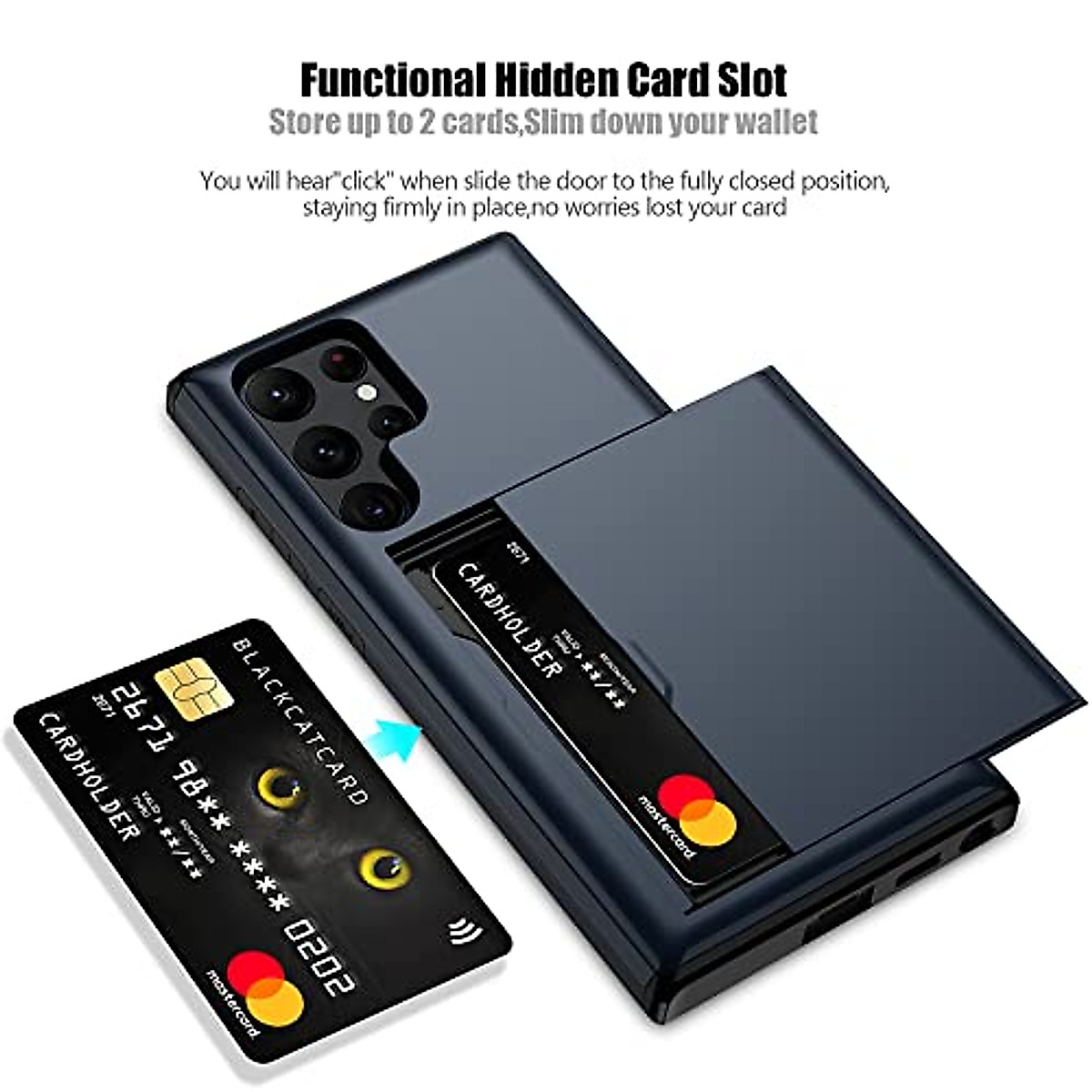 Nvollnoe for Samsung S23 Ultra Case with Card Holder 5G 6.8 inch Slim Dual Layer Heavy Duty Protective Galaxy S23 Ultra Case Hidden Card Slot Wallet Case for Samsung S23 Ultra(Blue)