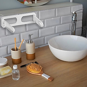 Bistras Wall Mount Paper Towel Holder Dispenser for Kitchen and Bath, Vertical or Horizontal Mount, Under Cabinet Includes 2 Screws (White 1 pk)