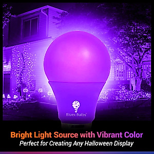 Bluex Bulbs 2 Pack LED A19 Purple Light Bulb - 9W (60Watt Equivalent) - E26 Base LED Purple Bulb, Party Decoration, Porch, Home Lighting, Holiday Lighting, Decorative Illumination (Purple)