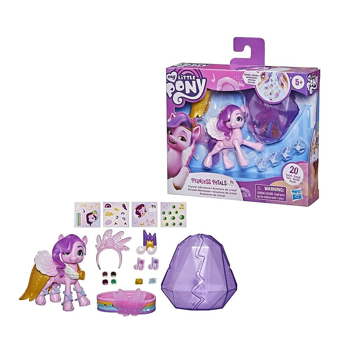 My Little Pony: A New Generation Movie Crystal Adventure Princess Pipp Petals - 3-Inch Pink Pony Toy, Surprise Accessories, Friendship Bracelet