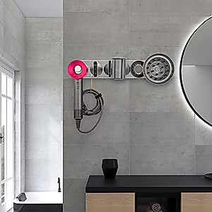Hairdryer Holder for Dyson HD 08.01.02.03.04, Hole-Free Bracket Acrylic Hair Dryer Storage Bathroom Storage Care Tools (Clear)