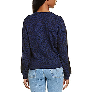 n: PHILANTHROPY Women's Azure Casual Long Sleeve Crew Neck Pullover Sweatshirt, Galaxy Blue Leopard, XS