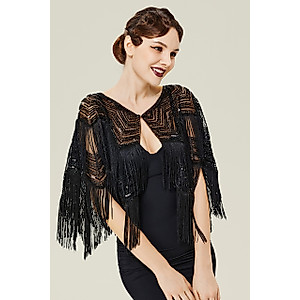 BABEYOND Gatsby Shawl Wrap for 1920s Evening Party Night Cape for Women Bridal Sequin Capelet