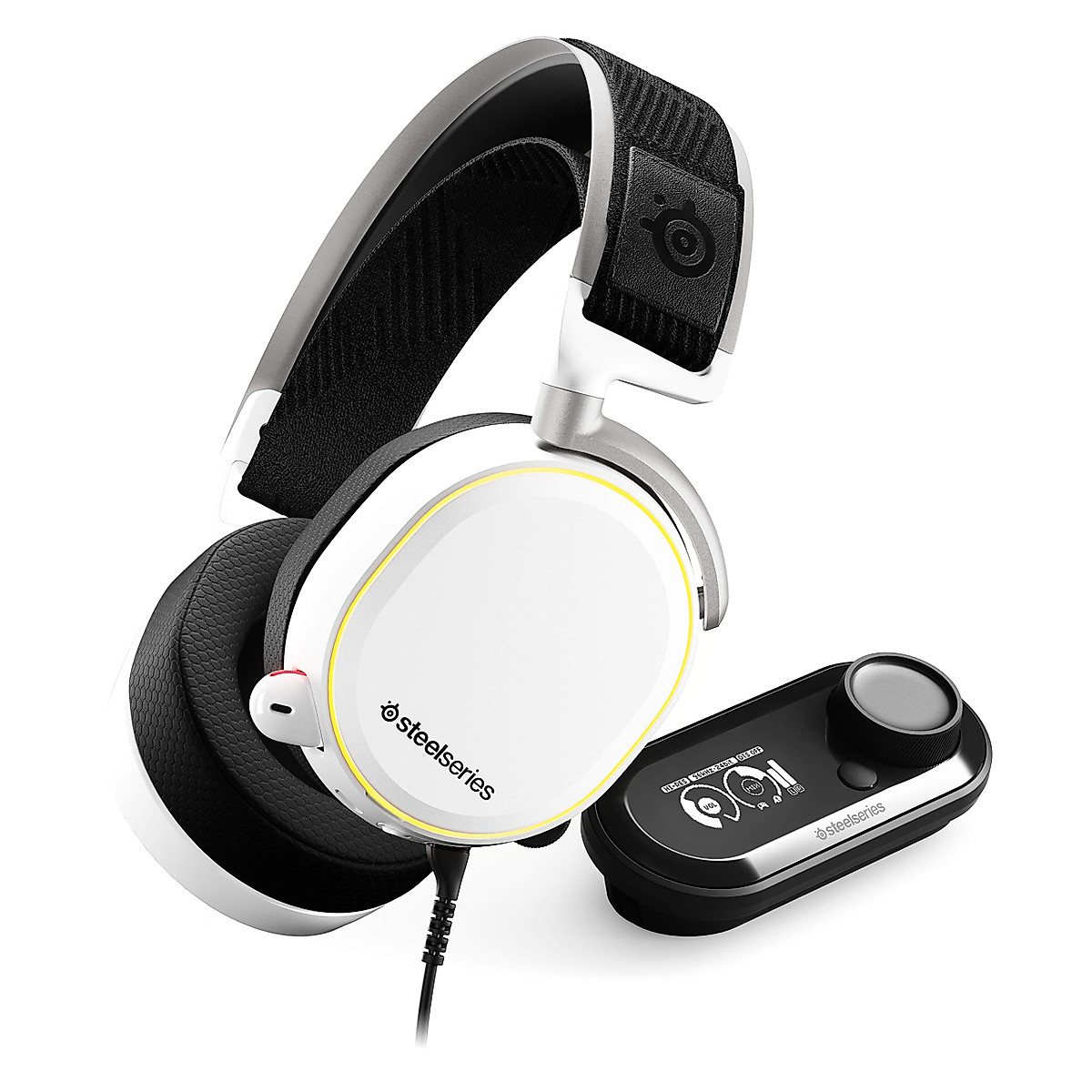 SteelSeries Arctis Pro + GameDAC Wired Gaming Headset - Certified Hi-Res Audio - Dedicated DAC and Amp - for PS5/PS4 and PC - White