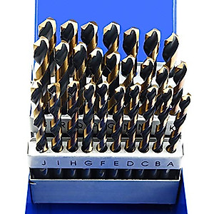 MaxTool 26 Pieces Drill Set 26PCs/26-Piece Twist Drill Bit Set High Speed Steel M2 Fully Ground Letter A to Z; JBS02H10R26