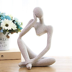 NEWQZ Thinker Figurine Resin Sculpture Statue Collectible Craft Art Handcrafted for Desktop Decor(Smooth)