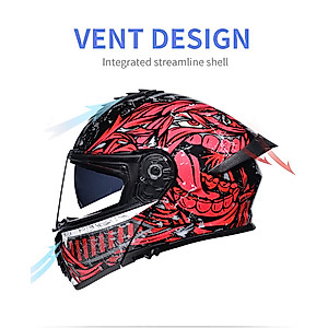 DOT Certified Cool Modular Motorcycle Full Face Helmets with Dual Visor, Adults Men Women Flip up Motorbike Cool Girls Helmet for Street Dirt Bike ATV Motocross Racing Protection Helmet -G-XXXL