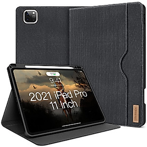 DTH-PANDA iPad Pro 11 inch Case for iPad Pro 11 4th/3rd/2nd/1st Generation 2022/2021/2020/2018,PU Leather Folio Bracket,with Pencil Holder and Pocket,Automatic Sleep/Wake Function (Crow Black)