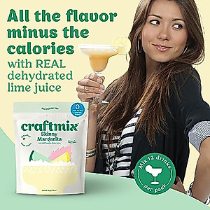 Craftmix Skinny Margarita Cocktail Mixers - Makes 12 Drinks - Zero Sugar, Zero Net Carbs, Zero Calories Mocktail Drink Mixers - Real Fruit - Vegan, Non-GMO, Dairy Free, Gluten Free