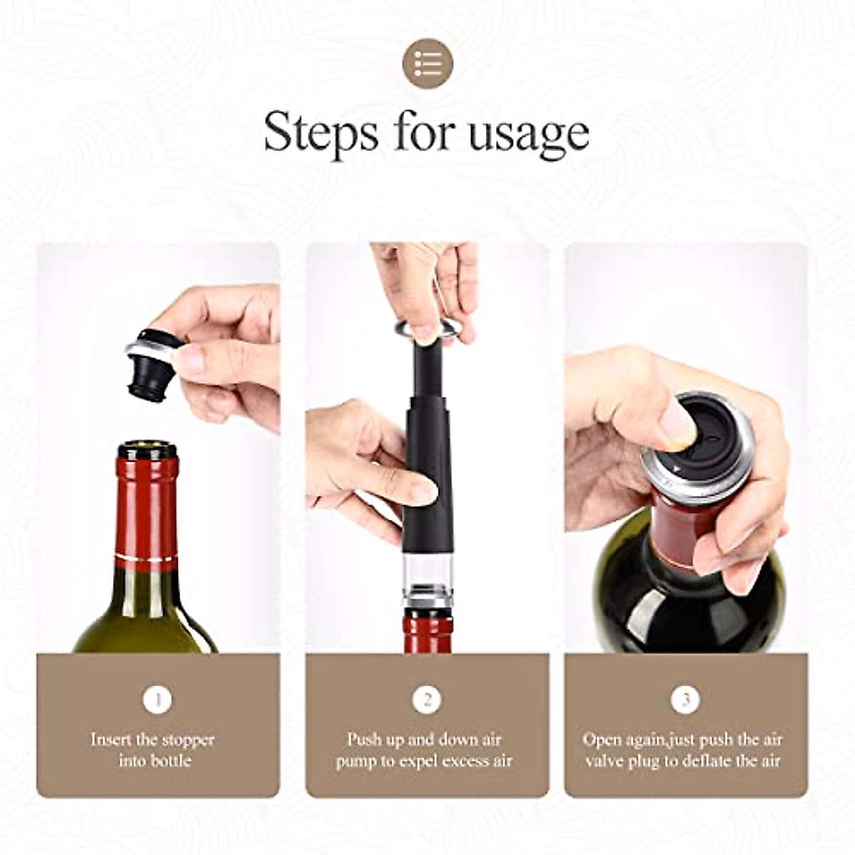 HGB Wine Stopper,Premium Wine Bottle Stopper Wine Pump Preserver Saver Kit Best Gifts for Wine Lovers,Longer Fresh Includes Vacuum Pump & 2 Reusable Air Bottle Stoppers1