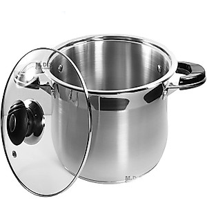20Qt Stock Pot Stainless Steel Super Double Capsulated Bottom w/Glass Lid