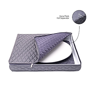 Bulb & Shade Large Platter Storage Case 19" x 14" - China Storage Container - Quilted, Hard Shell - Holds 2 Platters - Perfect Storage For Thanksgiving and Christmas Platters