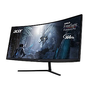 Acer EI342CKR Pbmiippx 34" 1500R 21:9 Curved QHD (3440 x 1440) Zero-Frame Gaming Monitor | AMD FreeSync Premium Pro | Up to 144Hz | 1ms VRB | HDR 400 | 93% DCI-P3 (2 x Display Ports & 2 x HDMI Ports)