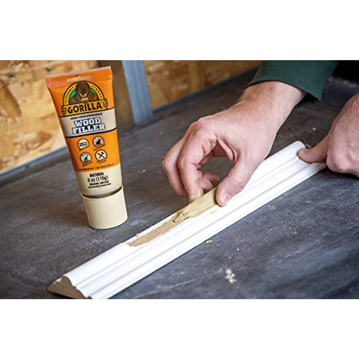 Gorilla All Purpose Wood Filler, 6oz Tube, Natural (Pack of 1)