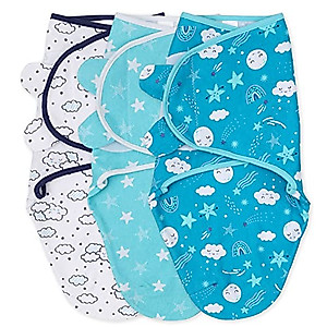The Peanutshell Baby Swaddle Set for Boys or Girls - Unisex 3 Pack - Cloud & Stars (Small/Medium | 0-3 Months)