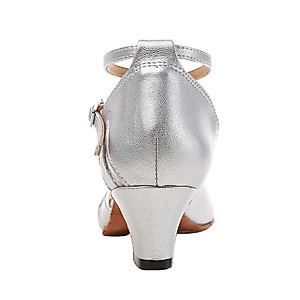 HROYL Womens Closed Toe Latin Salsa Ballroom Dance Shoes,YCL261-Silver-4.5,US7.5