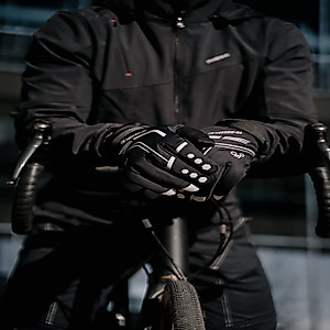 INBIKE Cycling Winter Gloves,for Men Windproof Reflective Thermal Gel Pads Touch Screen MTB Mountain Bike Black Medium
