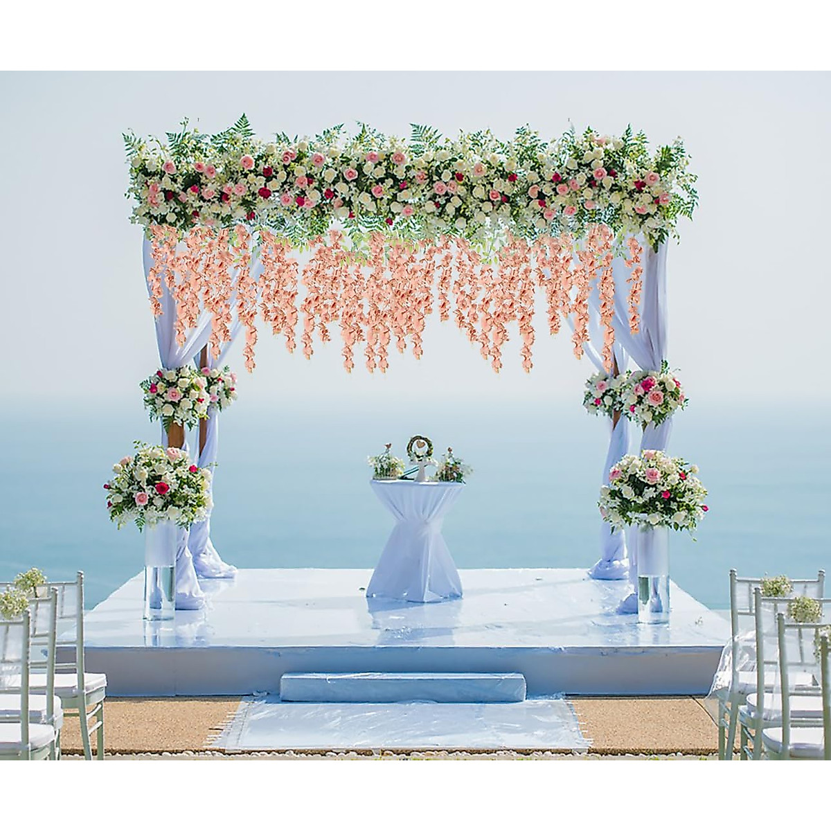 INSUNSIX Purple Wisteria Hanging Flowers, 6 Pack 3.6 Feet Fake Wisteria Garland Silk Wisteria Vine Flower for Wedding Party Garden Outdoor Home Decor (Purple)