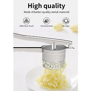 GloTika Large 15oz Potato Ricer Masher, Heavy Duty Stainless Steel Potato Masher with Ergonomic Handle, Masher and Ricer Kitchen Tool for Mashed Potatoes, Noodle Maker