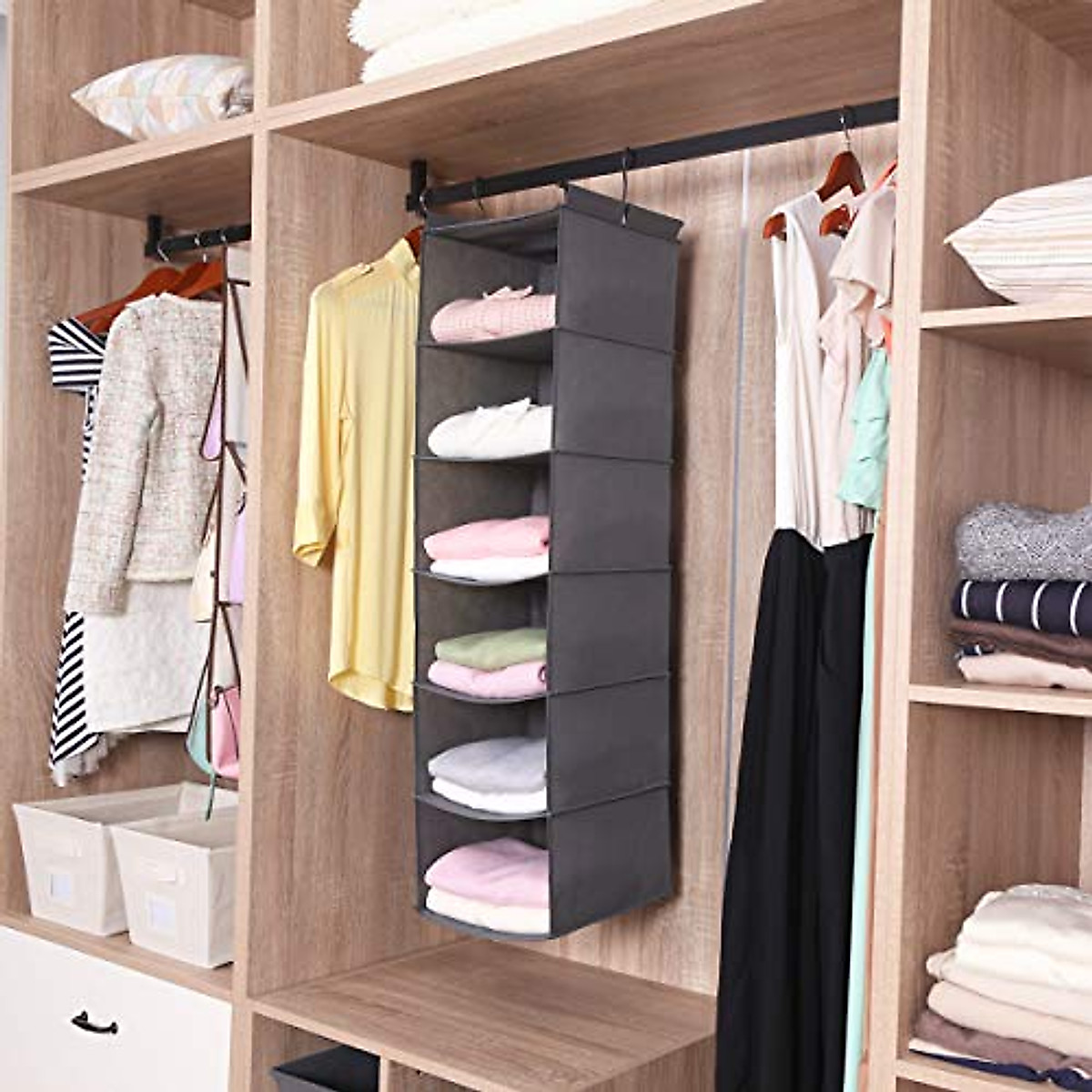 MAX Houser Hanging Closet Organizer, Hanging Sweater Organizer,Foldable Hanging Shelves for Closet