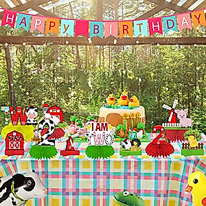 Farm Animals 2nd Birthday Decorations Table Centerpieces, Barnyard Theme 2nd Birthday Honeycomb Ceterpieces Party Supplies for Boys Girls, Farm Barn Theme Two Birthday Table Topper Decor