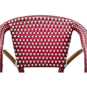 Baxton Studio Eliane Dining Side Chair in Red and White (Set of 2)