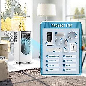 Portable Air Conditioner WANAI 8,000 BTU ASHARE Portable AC Unit, Built-in Dehumidifier & Fan Mode, Remote Control and Window Installation Kit Included, LED Display, for Home Office Garage Business