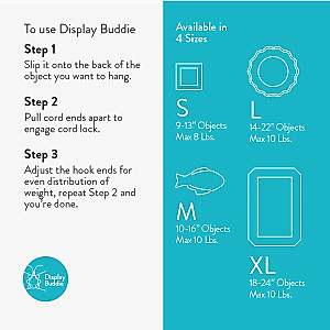 Display Buddie Extra-Large Adjustable Plate Hanger for Plates, Platters, Bowls & Oval, Square, Rectangular Objects Between 18-24" Overall and up to 10 lbs.