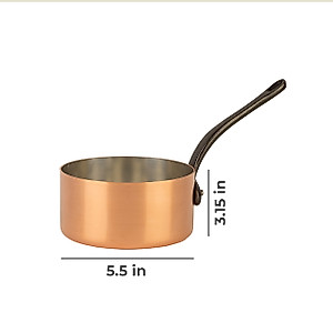 Cuisine Romefort | tinned copper saucepan and cast iron handle | traditional solid copper saucier casserole from France 1 qt