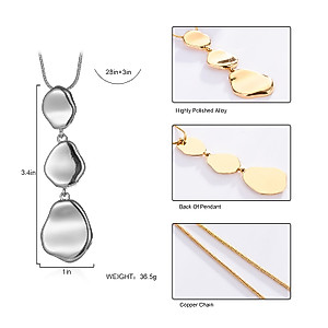 welbijoux Long Lariat Chain Necklace 18K Gold Plating 3 Special Shape Y Bar Pendant Necklace for Women