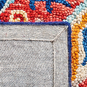 SAFAVIEH Aspen Collection Area Rug - 9' x 12', Blue & Rust, Handmade Boho Wool, Ideal for High Traffic Areas in Living Room, Bedroom (APN526M)