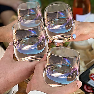 Colored Stemless Wine Glasses, 18 Oz Large Rainbow Wine Glasses, Stemless Goblet Beverage Cups with Colored Gift Box for Girl & Boy Friends Sister, Good Gift Idea for Festival Wedding Birthday Party