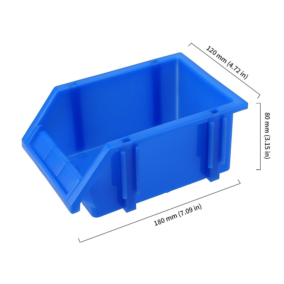 HOIGON 12 Pack Blue Garage Storage Tool Bin, 7.09 x 4.72 x 3.15 Inch Plastic Hanging Stacking Stackable Organizer Storage Rack for Hardware Tools Organization, Workshop, Small Parts